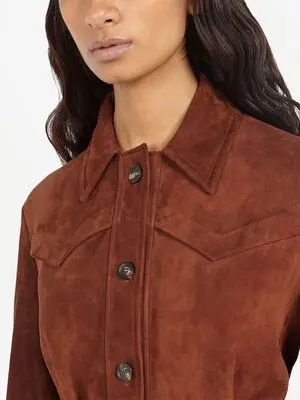 FERRAGAMO Button-front Suede Dress