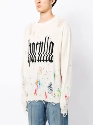 HACULLA. Glitched Logo-print Ripped Sweatshirt