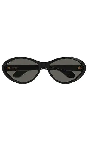 Gucci Fashion Show Oval Sunglasses In Black
