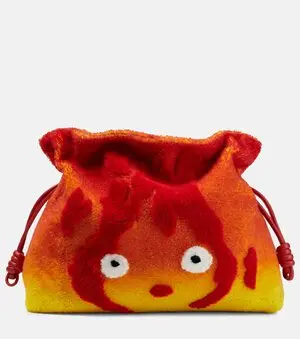 Loewe X Howl's Moving Castle Calcifer Flamenco Large Shearling Shoulder Bag