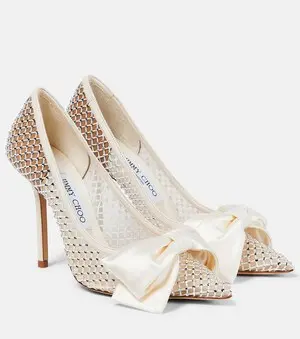 JIMMY CHOO Jimmy Choo Love 100 Crystal-embellished Pumps White