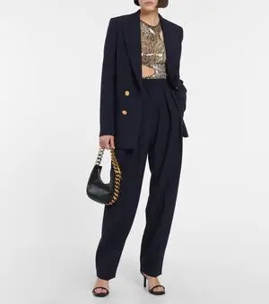 Stella McCartney Pleated High-rise Tapered Trousers - Black