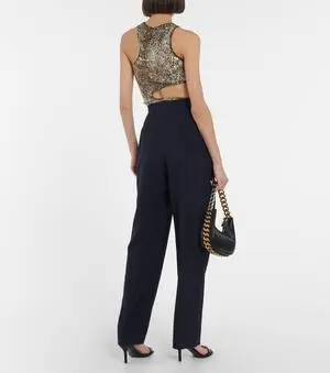 Stella McCartney Pleated High-rise Tapered Trousers - Black