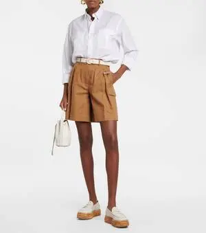 TOD'S Leather And Raffia Platform Loafers