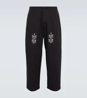 ADISH Embroidered Cotton Pants - Black