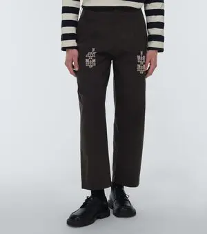ADISH Embroidered Cotton Pants - Black