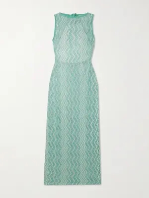 Missoni Striped Metallic Crochet-knit Coverup - Blue