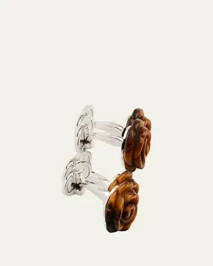 JAN LESLIE Carved Tiger's Eye Rose Cufflinks
