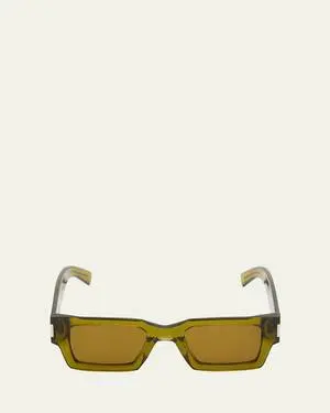 Saint Laurent Saint Laurent Rectangle Acetate Sunglasses Green