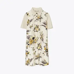 Tory Burch Tory Burch Silk-Front Polo Dress French Cream