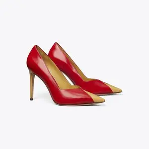 Tory Burch Triangle Pump - Triple Red/sand Buff
