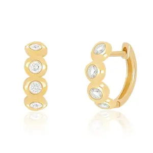 Ef Collection Diamond Pillow Huggie Earrings - 14k Yellow Gold