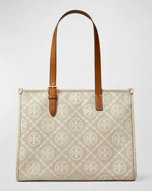 Tory Burch T Monogram Small Canvas Tote Bag - Ivory