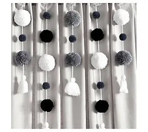 LUSH DECOR Boho Pompom One Window Curtain Panel 52' X 95' Y