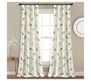 LUSH DECOR Botanical Bird & Flower Window Curtain 52' X 84 By - One-color