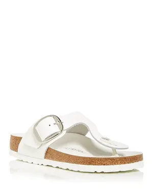 BIRKENSTOCK Gizeh Big Buckle Thong Sandals - White Leather/silver