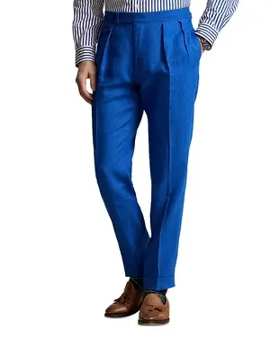 Polo Ralph Lauren Tailored Fit Linen Trousers Hrtg Blue