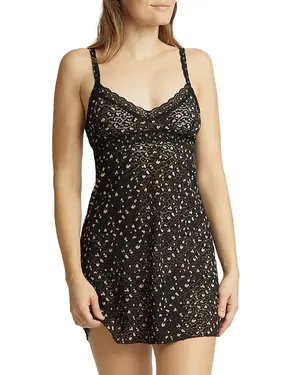 Hanky Panky Cross Dyed Leopard Print Chemise - Black/ Praline