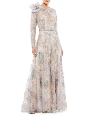 Mac Duggal Embellished -applique Gown