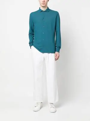 ZANONE Longsleeved Organic Cotton Shirt - Blue