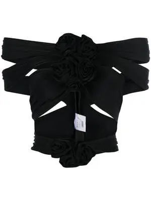Magda Butrym Bandage Floral-appliqué Cut-out Top - Black