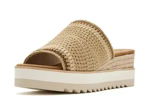 Toms Diana Mule Raffia Platform Heels - Brown