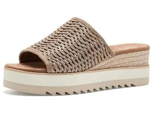 Toms Diana Mule Raffia Platform Heels - Multicolor