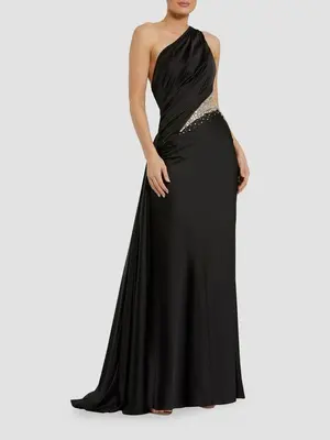 Mac Duggal Satin One-shoulder Gown - Black