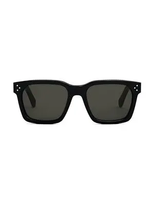 Celine Bold 3 Dots 53mm Square Sunglasses - Shiny Black Smoke