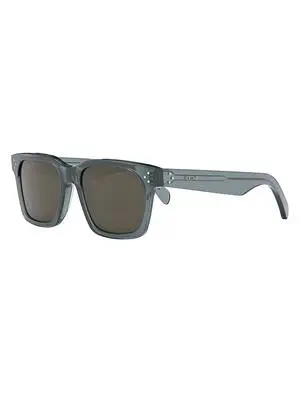 Celine Bold 3 Dots 53mm Square Sunglasses Shiny Light Blue