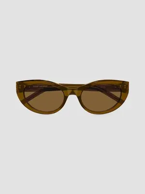 Saint Laurent Monogram Hinge Acetate 54mm Cat-eye Sunglasses - Brown