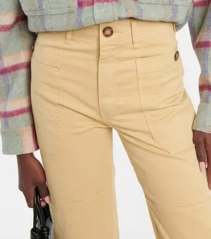 FRAME High-rise Cropped Cargo Pants - Beige
