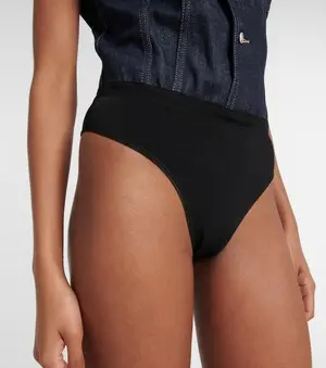 Alaïa Denim Cotton-blend Bodysuit
