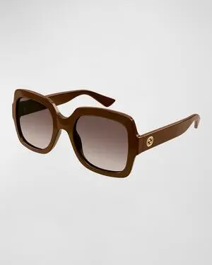 Gucci Gucci Gradient Square Sunglasses Shiny Solid Brown