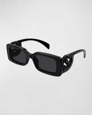 Gucci Gucci Rectangle Acetate Sunglasses 001 Black