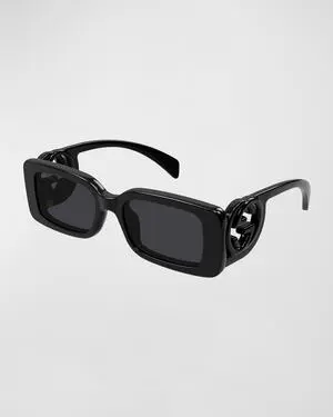Gucci Gucci Rectangle Acetate Sunglasses Black