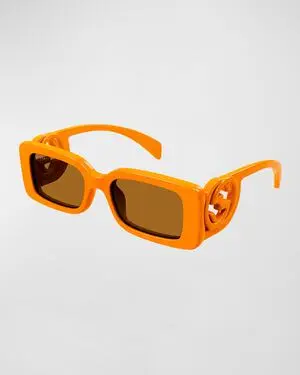 Gucci Gucci Rectangle Acetate Sunglasses Shiny Solid Orang