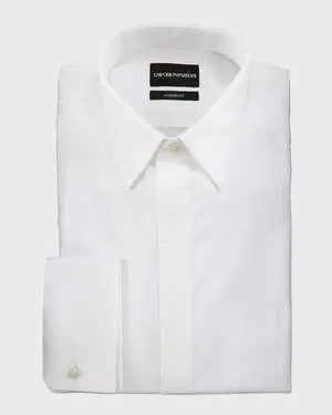 Emporio Armani Modern Fit Basic Tuxedo Shirt With French Cuffs - White