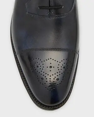John Lobb Hartland Cap-toe Brogue Oxfords - Navy