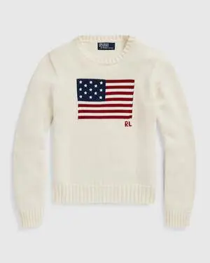 Polo Ralph Lauren Flag Cotton Crewneck Sweater - Cream