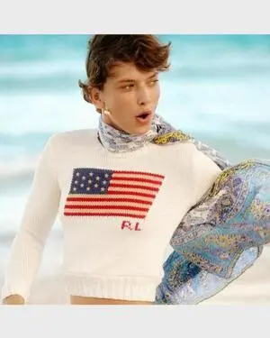 Polo Ralph Lauren Flag Cotton Crewneck Sweater - Cream