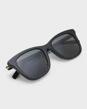 Saint Laurent Logo Square Sunglasses - Black