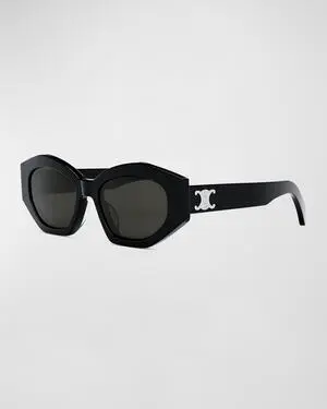 Celine Triomphe Logo Acetate Cat-eye Sunglasses Shiny Black Smok
