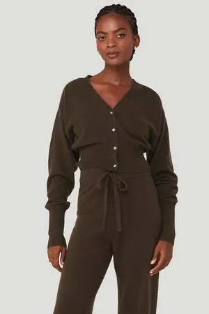 Alo Yoga Cashmere Jet Set Cardigan Sweatshirt - Espresso