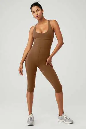 Alo Yoga Airbrush Physique Onesie - Cinnamon Brown