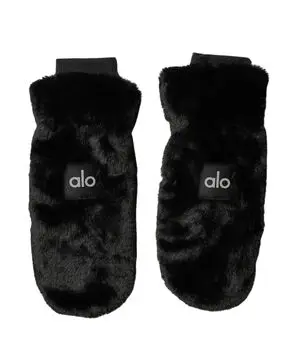 Alo Yoga Faux Fur Mittens - Black