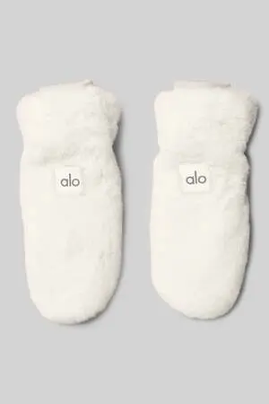 Alo Yoga Faux Fur Mittens - Ivory