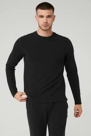Alo Yoga Micro Waffle Fast Break Long Sleeve Tee - Black