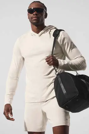 Alo Yoga Conquer Reform Long Sleeve With Hood Top - Bone