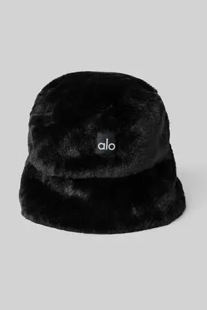 Alo Yoga Faux Fur Bucket Hat Black